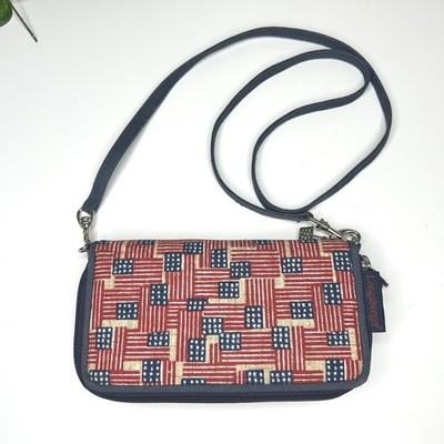 Longaberger Old Glory American Flag Zippered Wallet Pouch Crossbody Bag ...