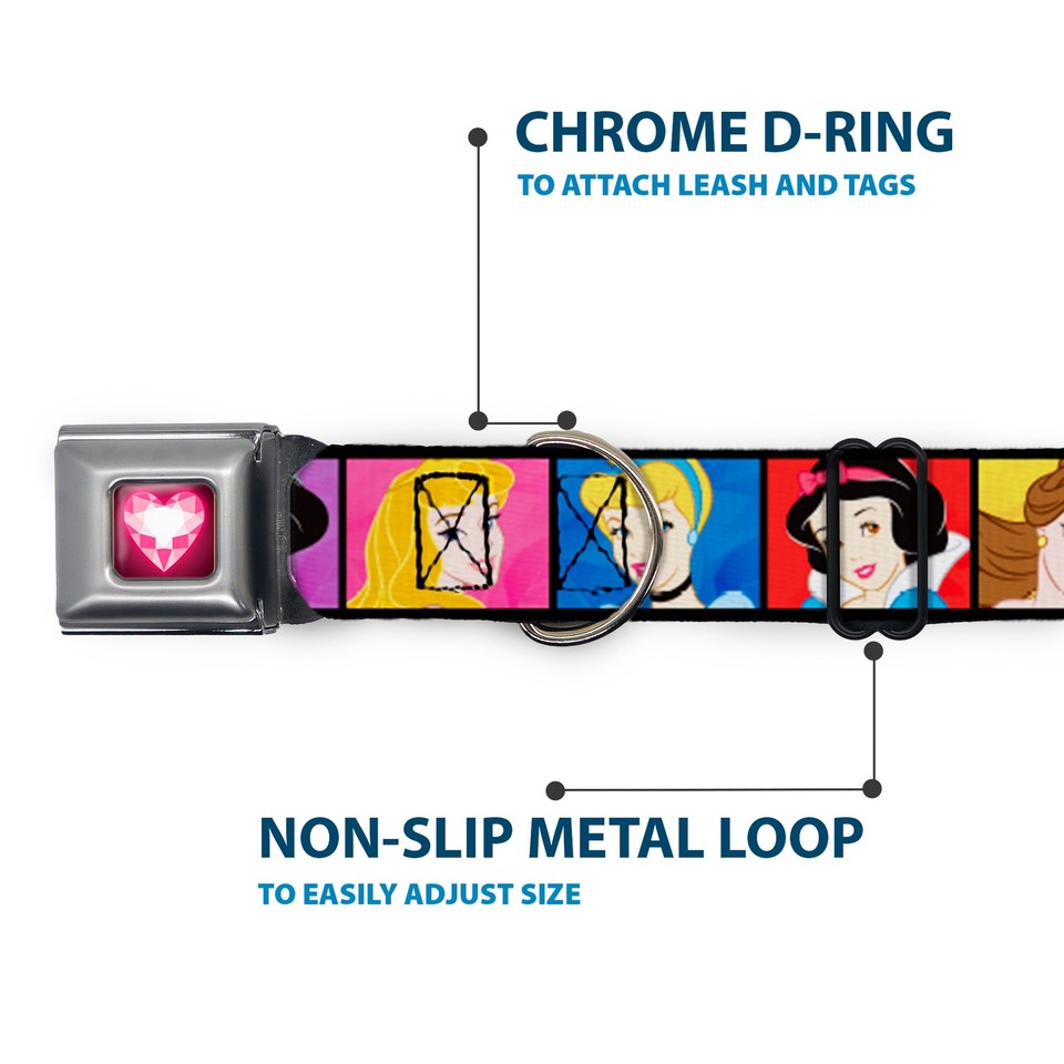 Dog Collar DYDE-Princess Gem Heart Full Color Black/Pink Disney ...