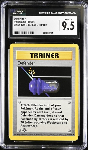 CGC 9.5 Defender 1999 Base Set 1st Edition Shadowless 80/102 Pokemon ...