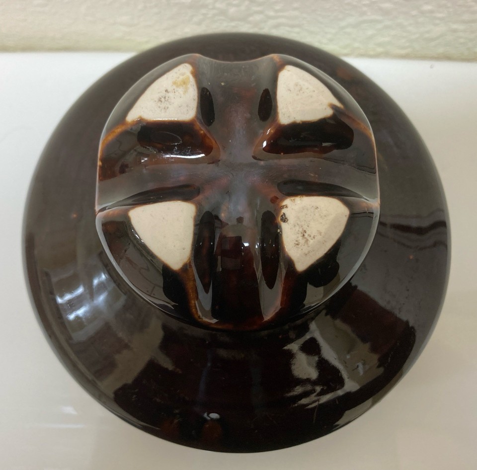 Vintage 6” Dia. Brown Saddle 2-Way Split Top Signal Porcelain/Ceramic ...