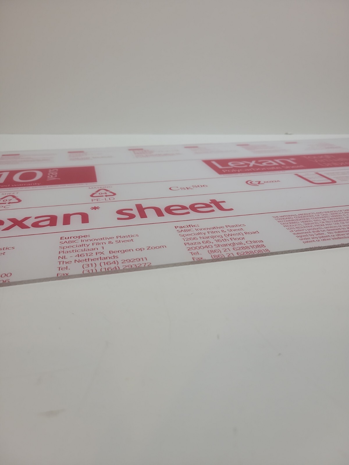 Lexan Polycarbonate Plaskolite XL10 Clear Sheet 12in x 24in .093 Thick ...