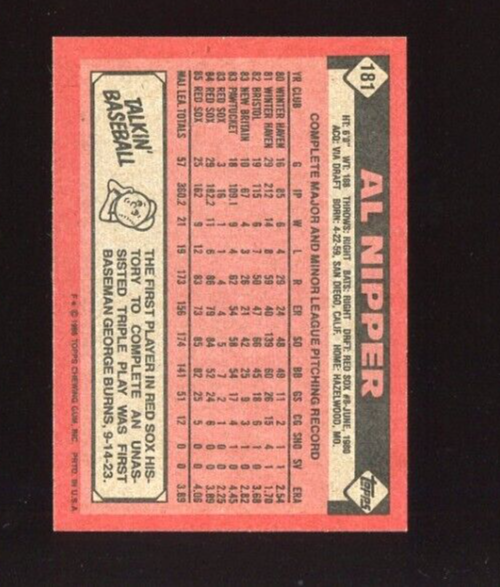 1986 TOPPS #781 AL NIPPER BOSTON RED SOX | eBay