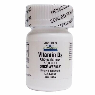 Nivagen Pharmaceuticals Vitamin D3 50,000 IU Dietary Supplement ...
