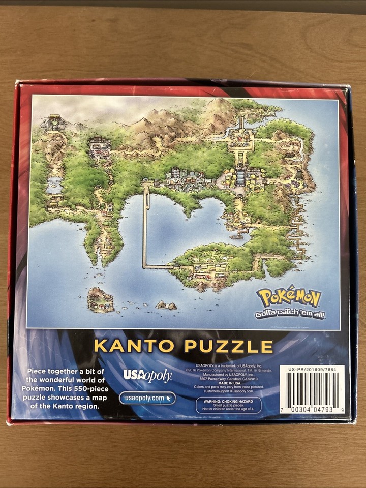 Pokemon Puzzle Kanto 550 Piece Jigsaw Puzzle Map USAoploy 18” X 24” | eBay