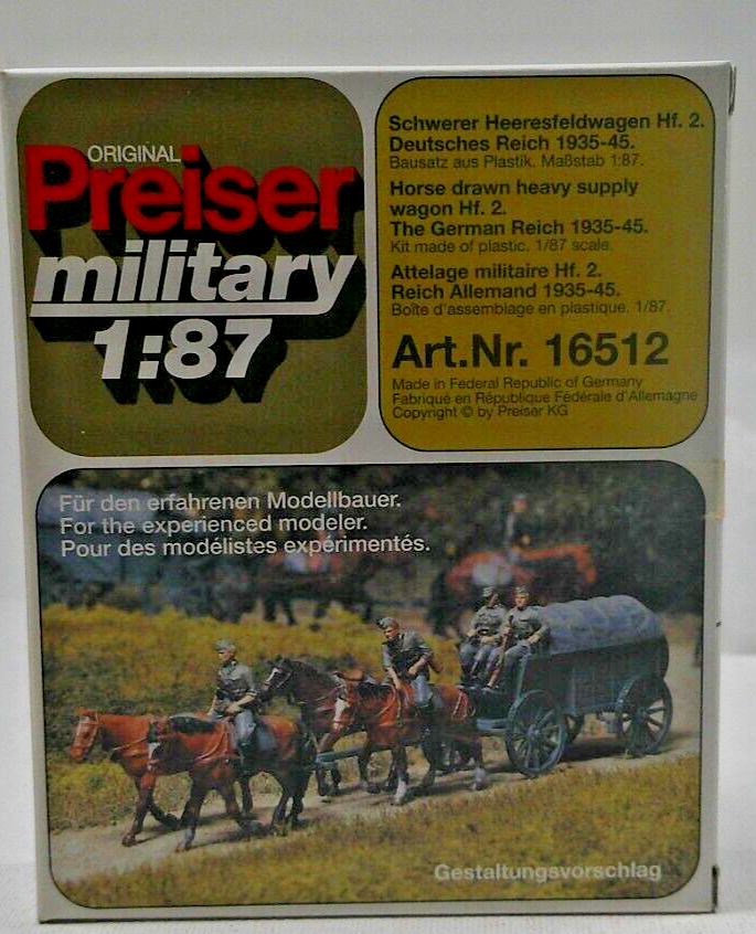 Preiser 16512 HO scale 1/87 Horse Drawn Heavy Supply Wagon | eBay