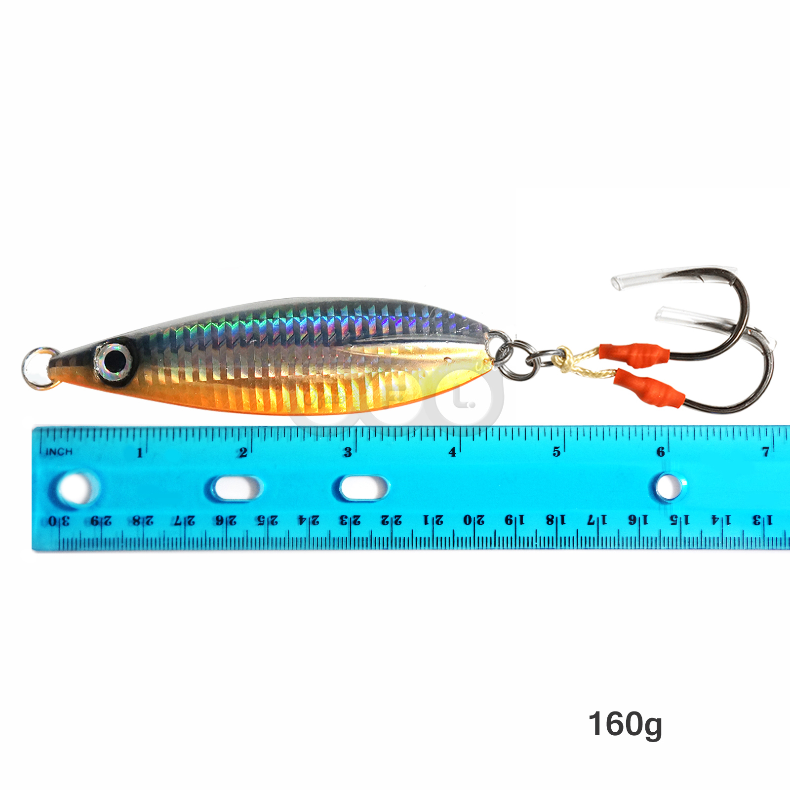 160g Fishing Flat Fall Vertical Jig 5.5oz Butterfly Lure Assist Hook ...