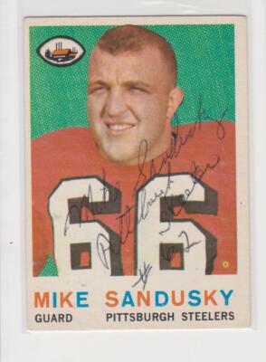 MIKE SANDUSKY PITTSBURGH STEELERS 1959 TOPPS #136 MARYLAND AUTOGRAPHED ...