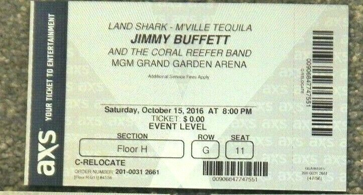 Jimmy Buffett Tickets Mgm Grand Las Vegas