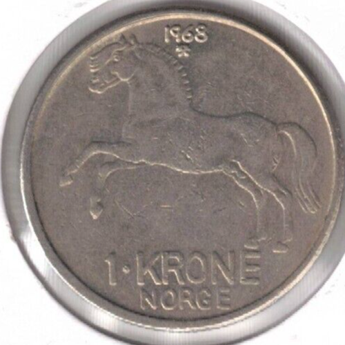 1968 Norway Circulated Olav V Head & Horse 1 Krone Coin! | eBay