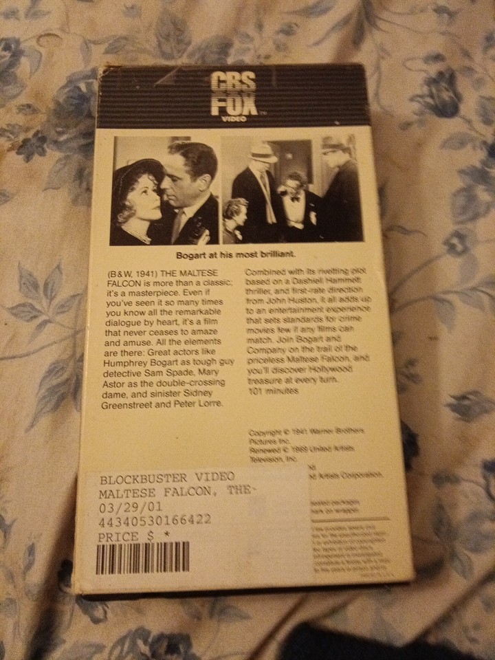 The Maltese Falcon VHS 1984 Black White Film, Humphrey Bogart | eBay