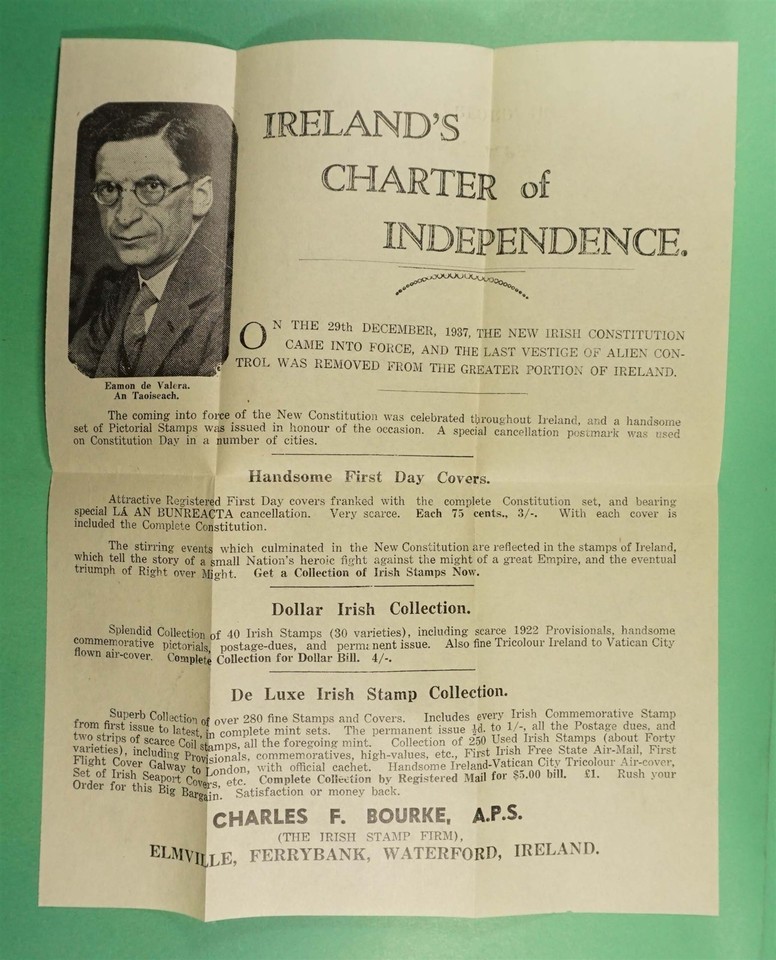 DR WHO 1938 IRELAND ST PATRICKS DAY CACHET PORT LAIRGE TO USA +LETTER ...