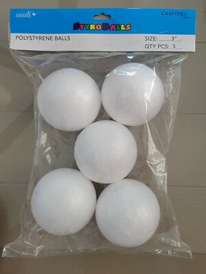 Avanti Polystyrene Balls 3 in 5 Pieces Round White Styro Foam Sphere ...