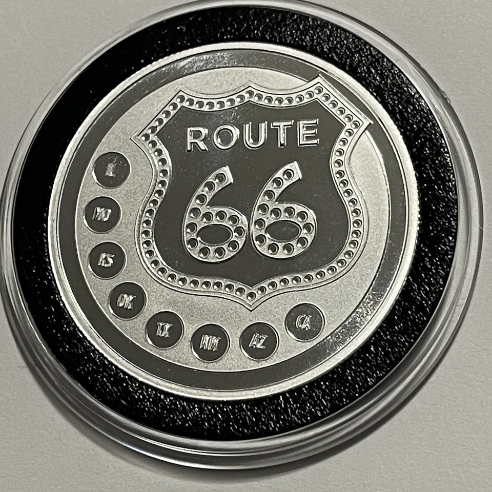 Get Your Kicks Route 66 Collectible Coin 1 Troy Oz .999 Fine Silver ...