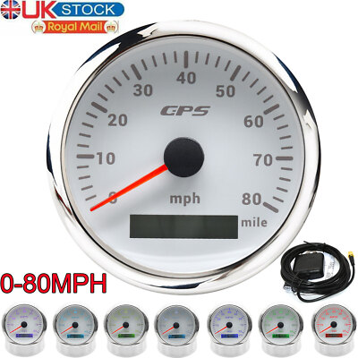 85mm White GPS Speedometer 0-80 MPH Odometer Gauge for Car Boat Truck ...