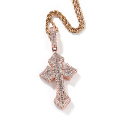 Hip Hop Cross Pendant Necklace TopBling 5A T Zircon 18K Gold Plated Rap ...