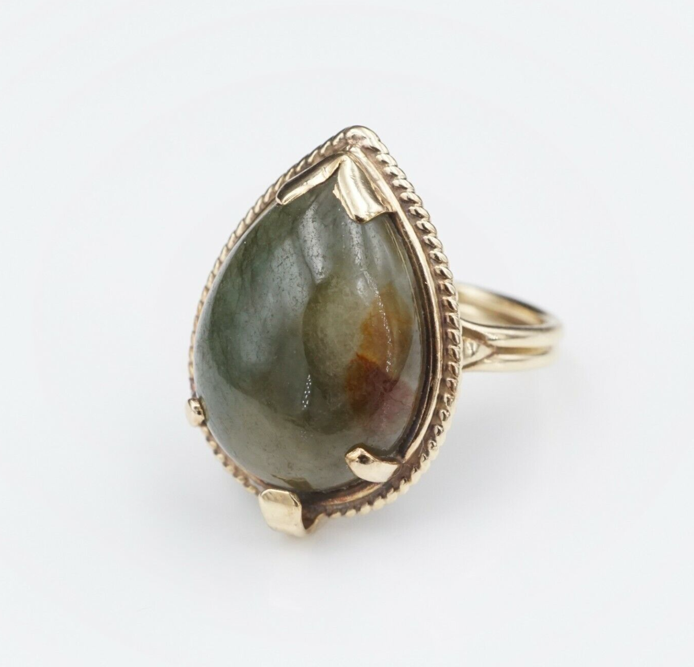 Vintage Ming's Jade Ring Bi-Color 14k Yellow Gold Size 5.5 13mm CO762 ...