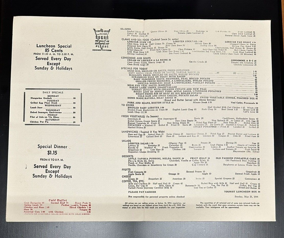 GRAND CENTRAL MENU New York, N.Y. Front to Back 1942 Oyster Bar - Free ...