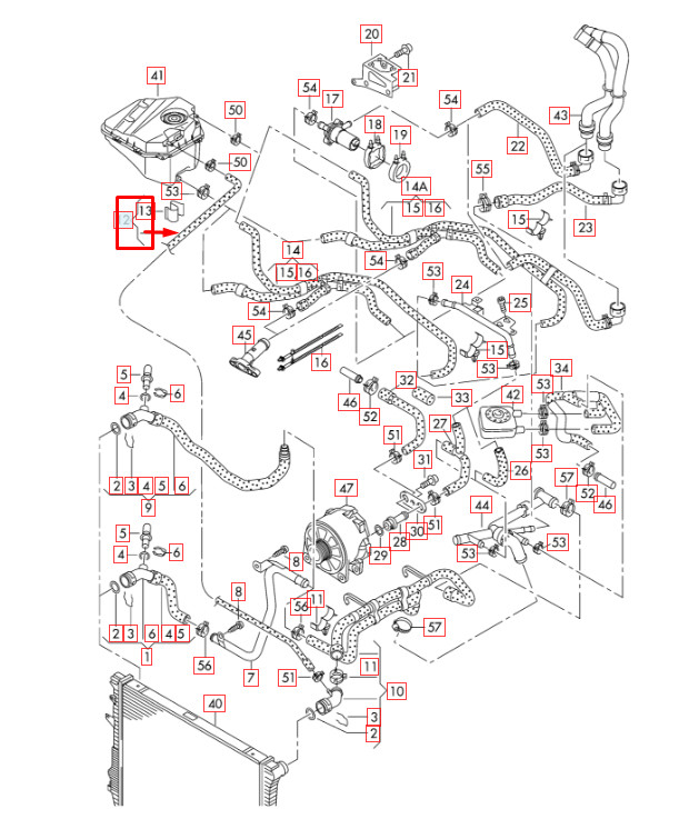NEW AUDI Q7 4L EXPANSION TANK COOLANT PIPE HOSE 7L6122447BE 2015OEM NO ...