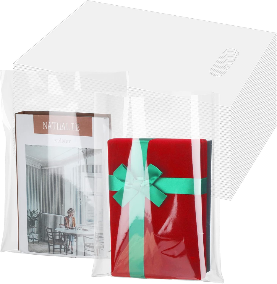 200 Pack Clear Plastic Bag with Handles 9'' X 12'' Bulk Plastic ...