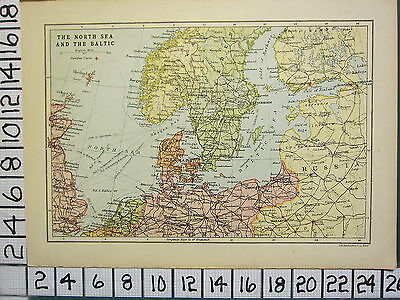 1915 WWI WW1 MAP ~ THE NORTH SEA & BALTIC FORTIFIED TOWNS NORWAY ...