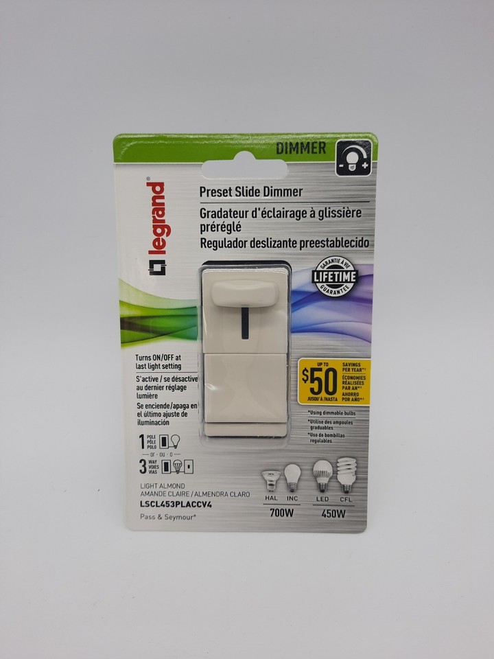 4X Legrand Preset Slide Dimmer Switch Light Almond LSCL543PLACCV4 LED ...