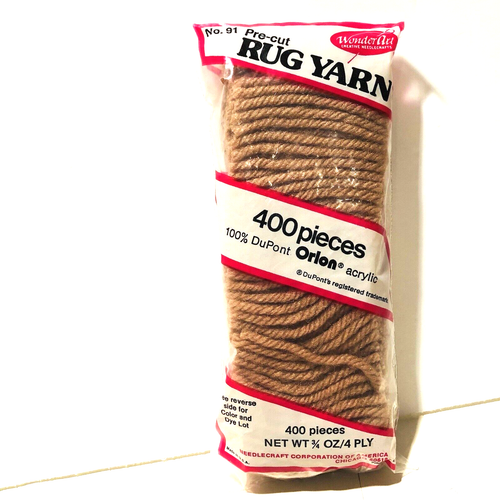 VTG Wonder Art Pre Cut Rug Yarn Orlon Acrylic 400 PC 4231 Brown DLot 14 ...