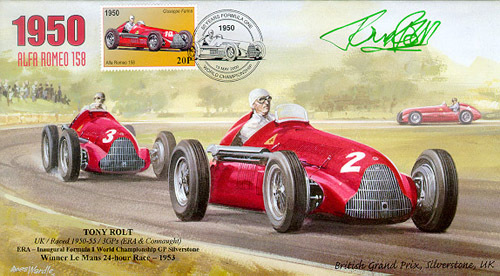 1950c ALFA ROMEO 158s SILVERSTONE F1 cover signed POW TONY ROLT MC ...