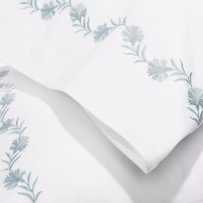 MATOUK DAPHNE QUEEN LUCA FLAT SHEET CASES SET BLUE VIOLETS CORNFLOWER ...