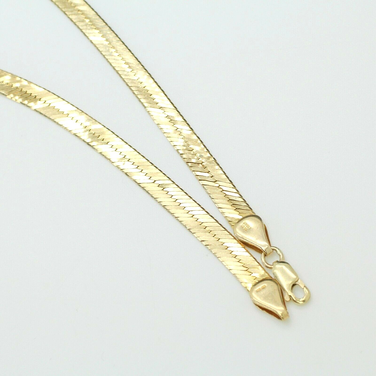 14K YELLOW GOLD 6MM HERRINGBONE FLAT SNAKE CHAIN NECK… - Gem