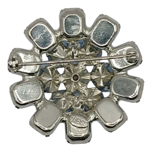Vintage Weiss Blue Rhinestone Brooch – 1950s Silver-Tone, Domed Design ...