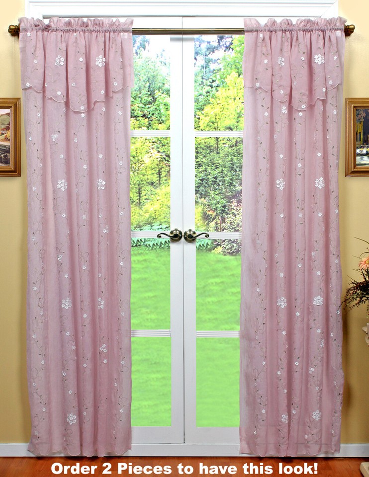 Embroidered Daisy Window Curtain Panel 1 Piece Crushed Sheer by ...