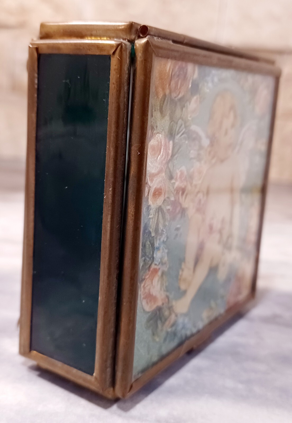 Green Glass And Brass Cherub Trinket Box Thomas Cathey Collection 1993 ...