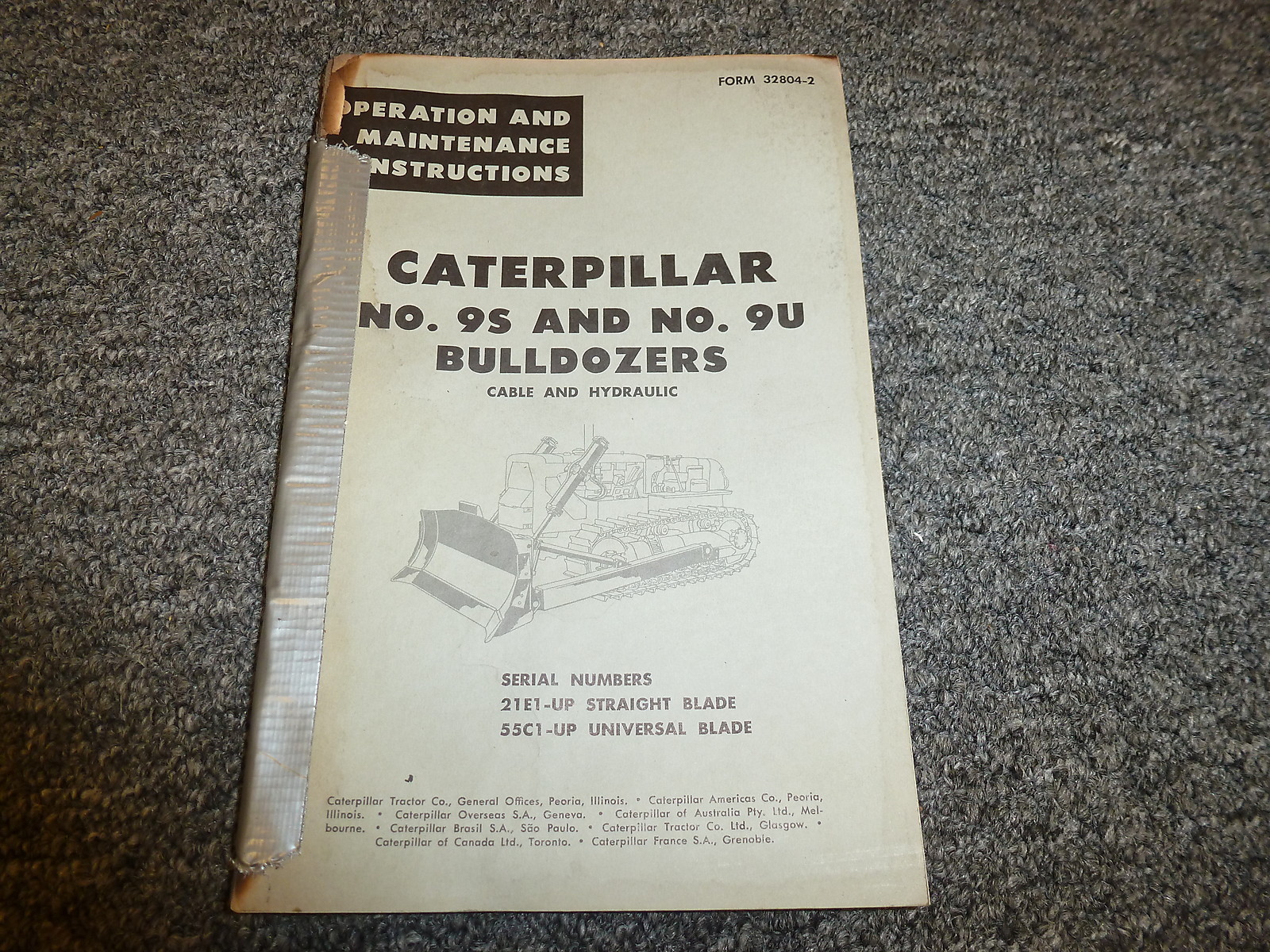 Caterpillar Cat 9S & 9U Bulldozer Dozer Owner Operator Maintenance ...