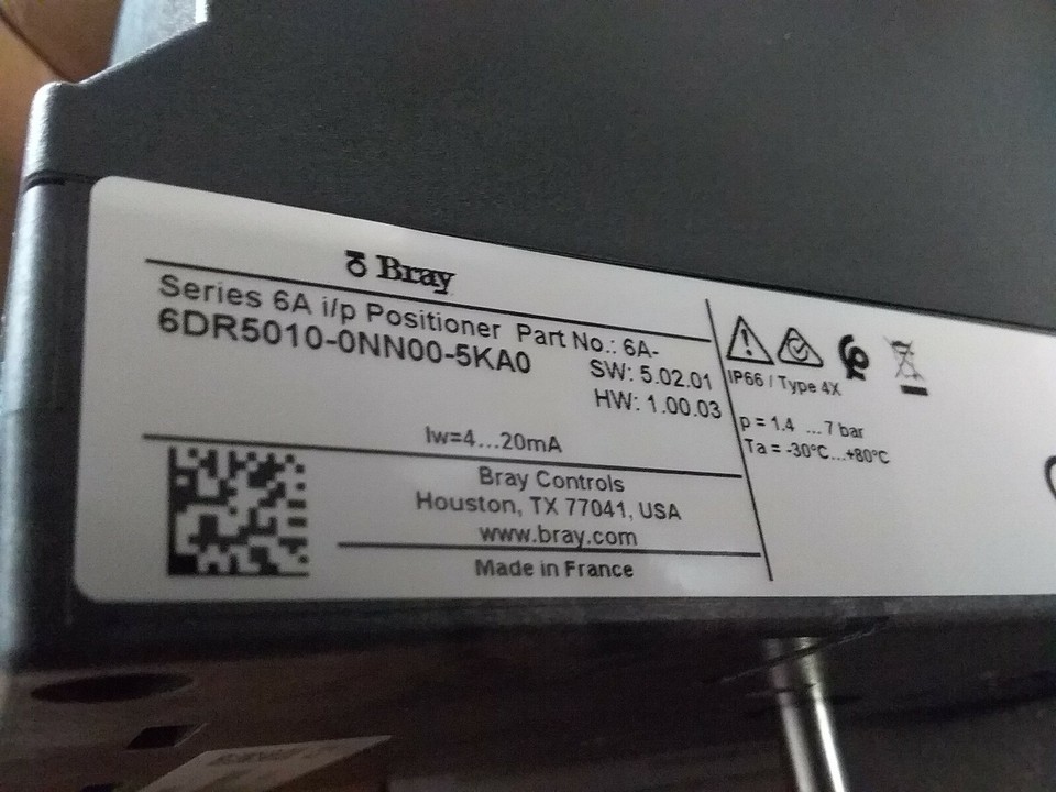 BRAY 6A-6DR5010-0NN00-5KA0 ELECTRO-PNEUMATIC VALVE POSITIONER --s008 ...