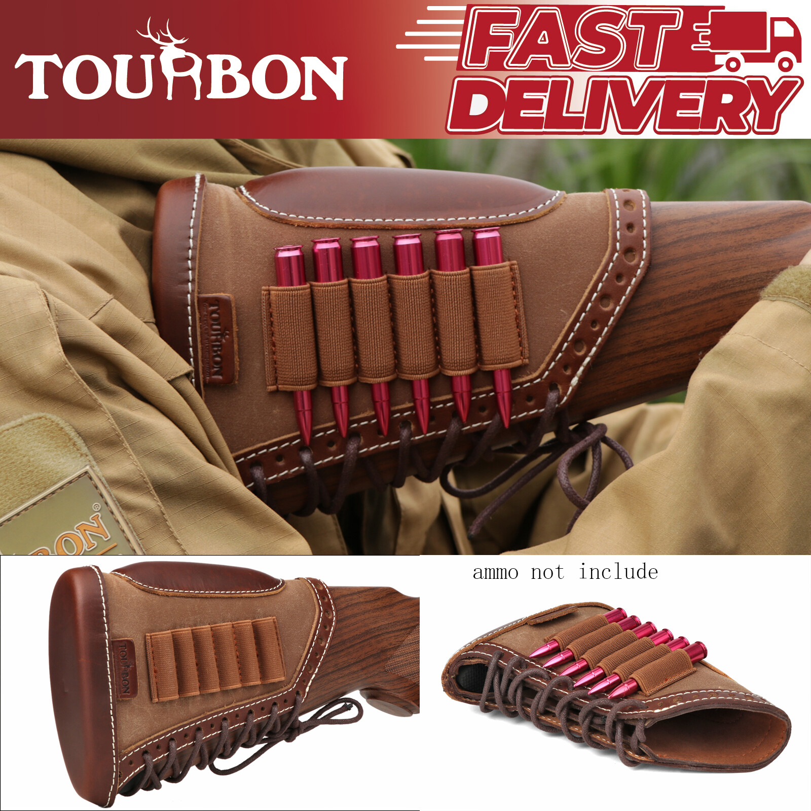 TOURBON Recoil Pad Rifle Cheek Rest Riser Gun Ammo Holder Buttstock ...