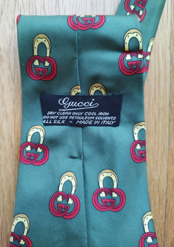Vintage Gucci Tie Green Halloween Pumpkin Monogram GG Over Silk Necktie ...