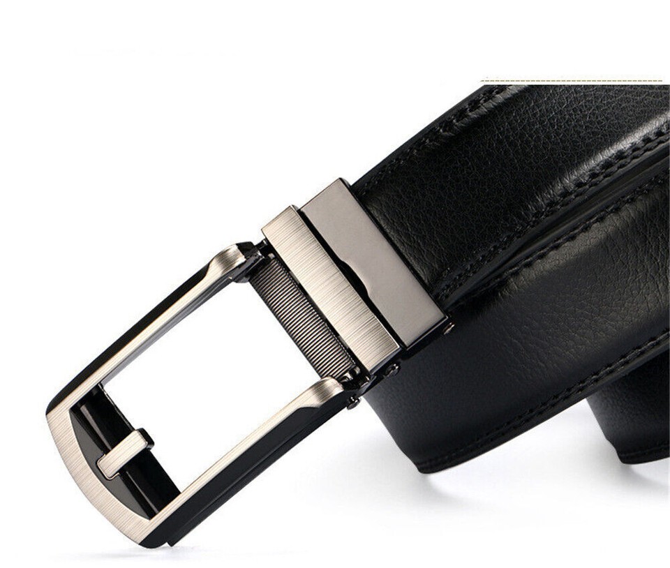 28″-48″ Men's Leather Ratchet Dress Belts Automatic Buckle Click ...