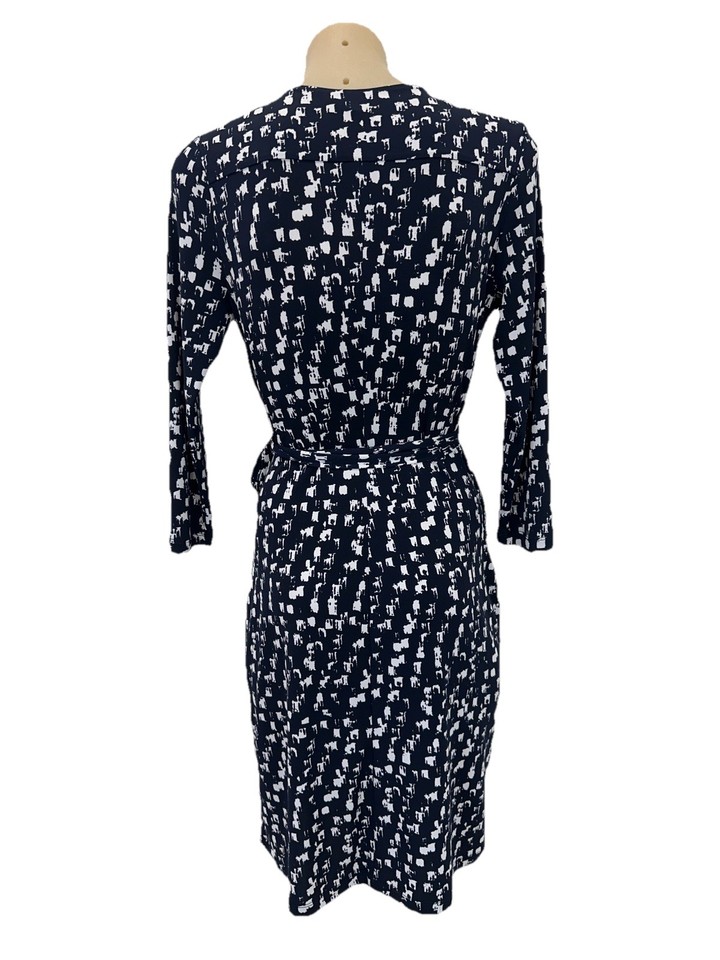 Basque Wrap Dress Women AU 6 Black/White Knee Length Stretch | eBay