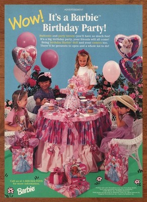 1995 Barbie Birthday Party Print Ad/Poster Balloons Camera Toy Doll 90s ...
