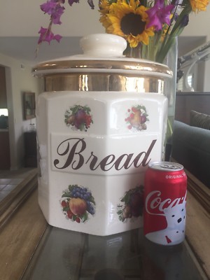 VTG STAFFORDSHIRE EARTHENWARE PORCELAIN BREAD DOUGH RISING BIN CANISTER ...