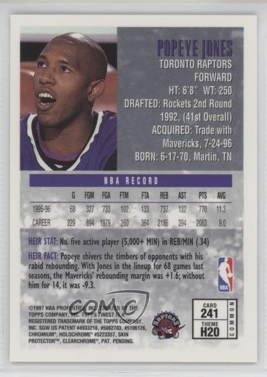 1996-97 Topps Finest Common - Bronze Common Bronze Popeye Jones #241 | eBay