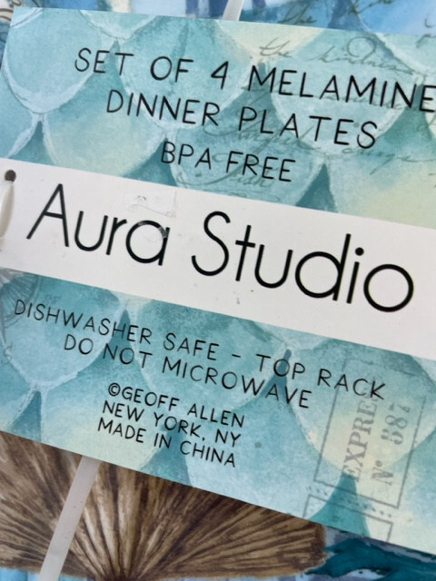 VERY RARE NEW set of 4 Aura Studio Melamine Dinner Plates Geoff Allen ...