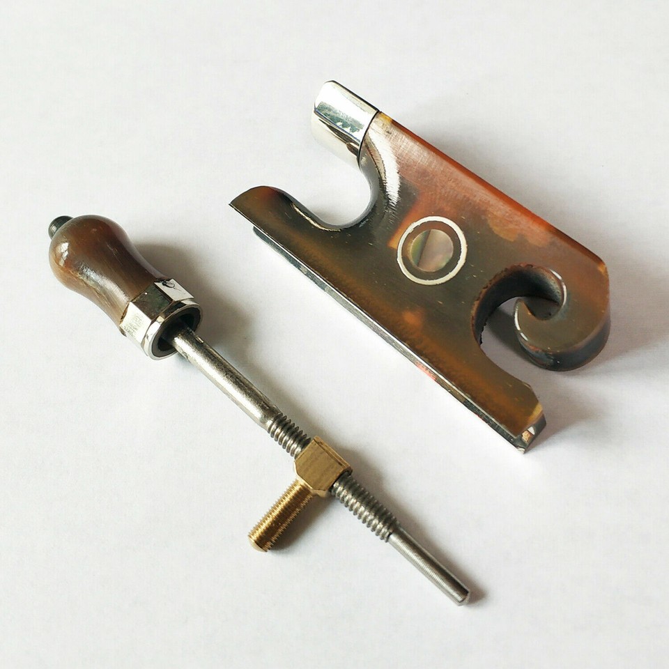 4/4 Violin Bow Frog OX Horn w/ Screw Button Abalone Full Lined Bow ...