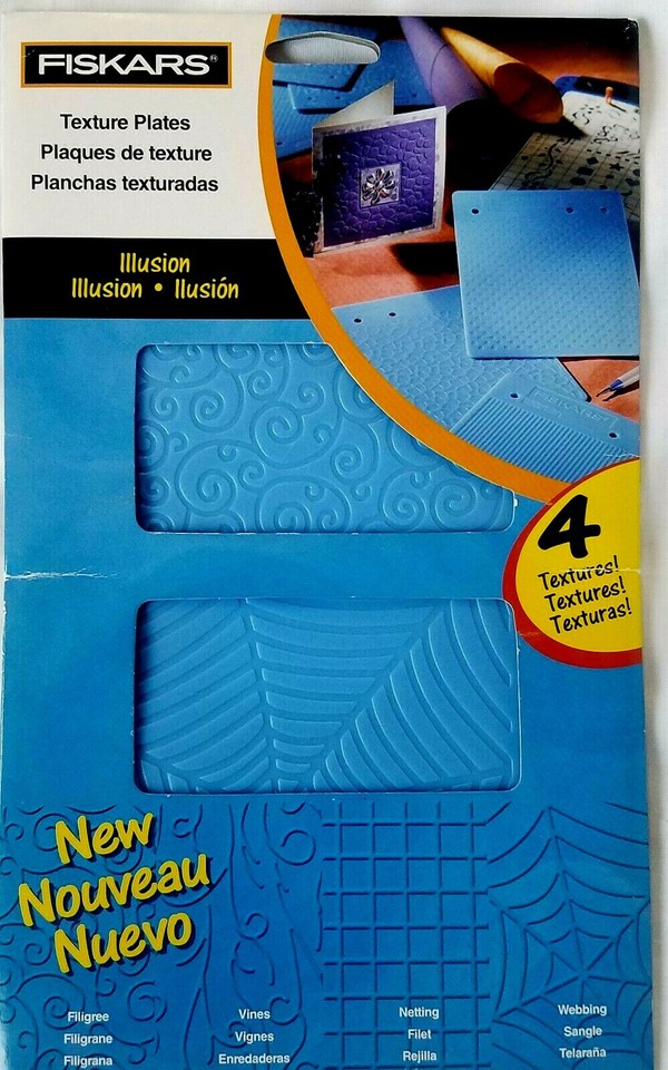 Fiskars Illusion Texture Plates w/ 4 Designs -Filigree Vines Netting ...
