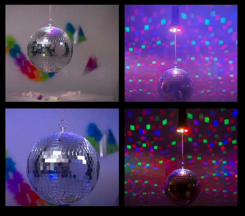 Party Fun Lights Set Diskokugel Ø20cm mit Multicolor LED Lichtprojektor ...