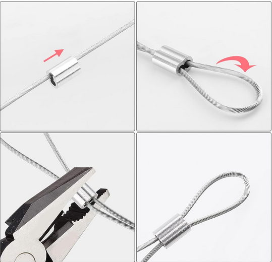 200 Pcs Aluminum Crimping Loop Sleeve 1/16" Cable Ferrule Wire Rope ...