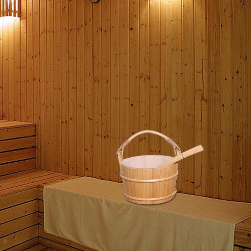 4L Solid Wooden Sauna Bucket and Ladle & Liner Hand-crafted Sauna ...