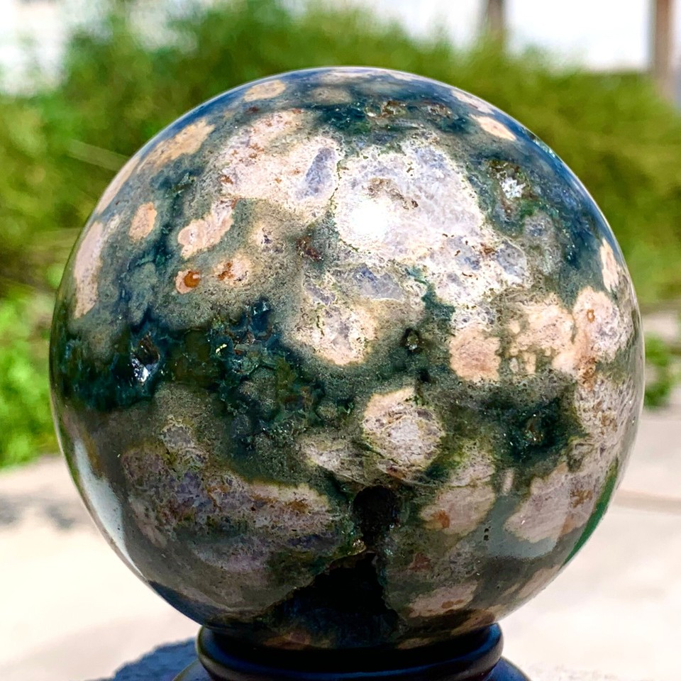 1.48LB Natural Colorful ocean jasperquartz geode crystal sphere ball ...