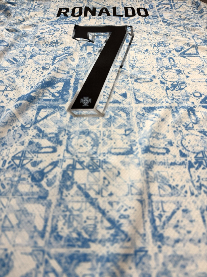 2024 Portugal Away Jersey #7 Ronaldo Small Nike Soccer Euro CR7 Blue ...