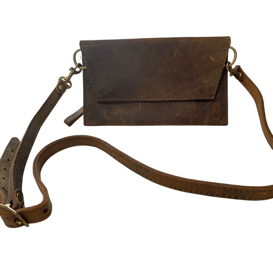 Handmade Distressed Leather Crossbody Bag Retro Rustic Academia Casual ...